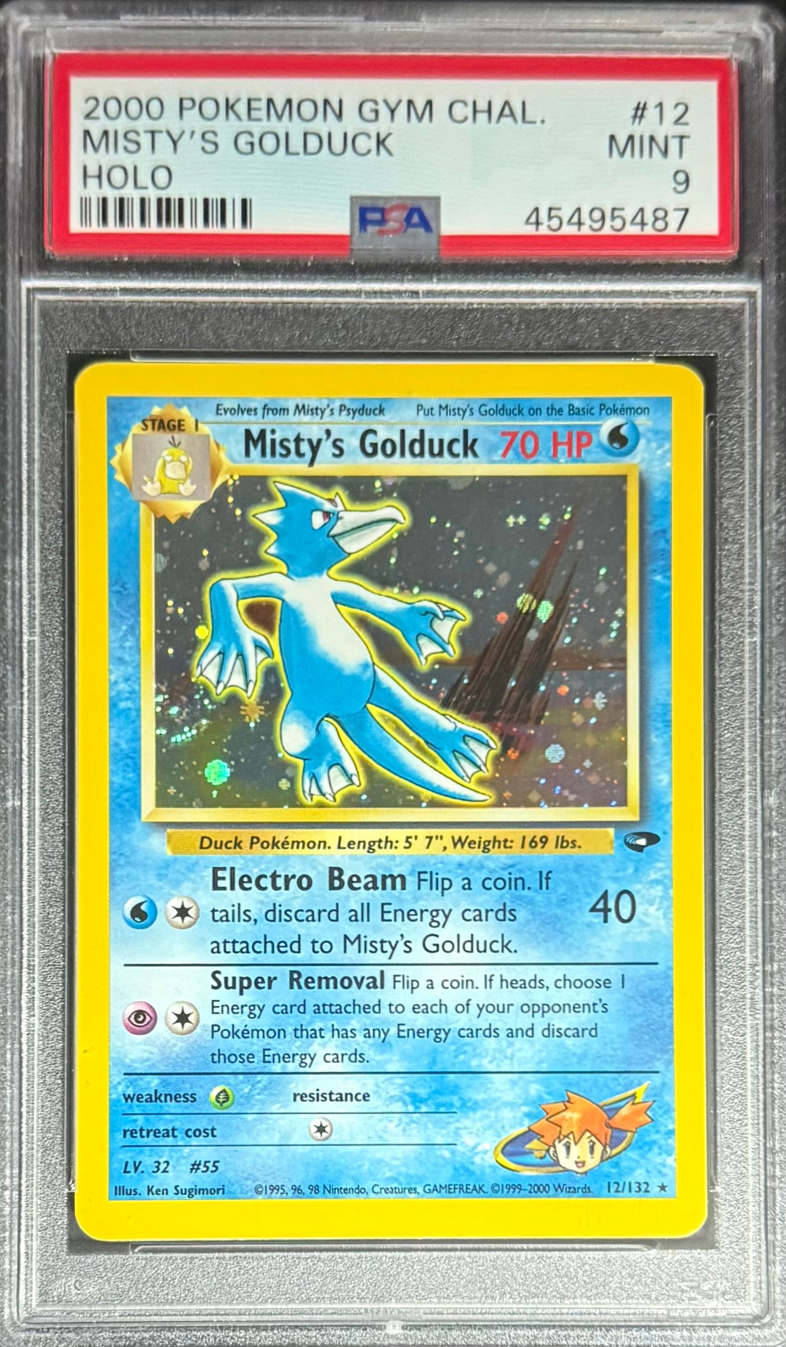 Pokemon Misty Golduck 12/132 Holo (Swirl) Pokemon Gym Challenge 2000 P