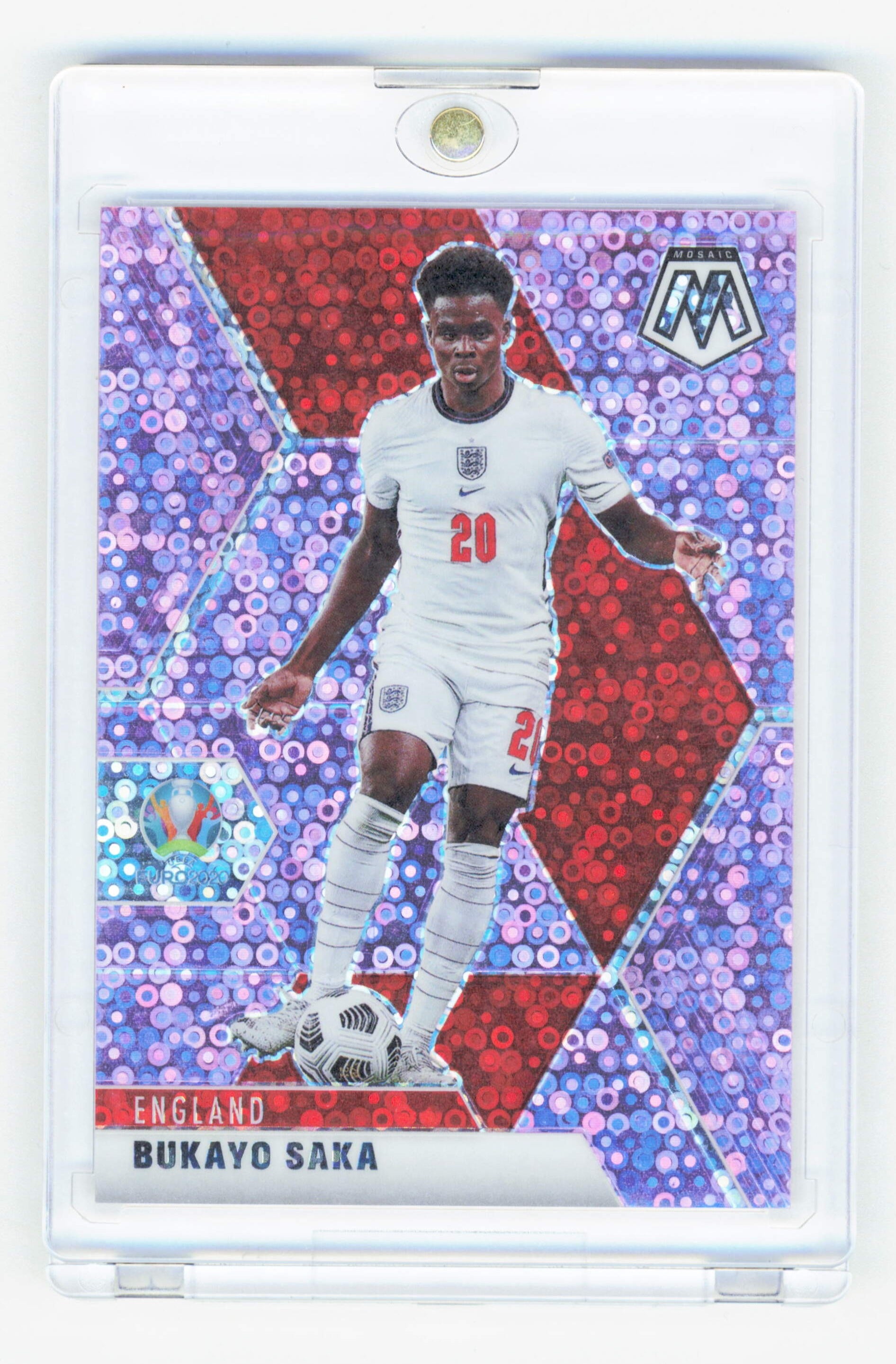 Panini Bukayo Saka Pink Mosaic Prizm /49 Panini Mosaic UEFA Euro Socce