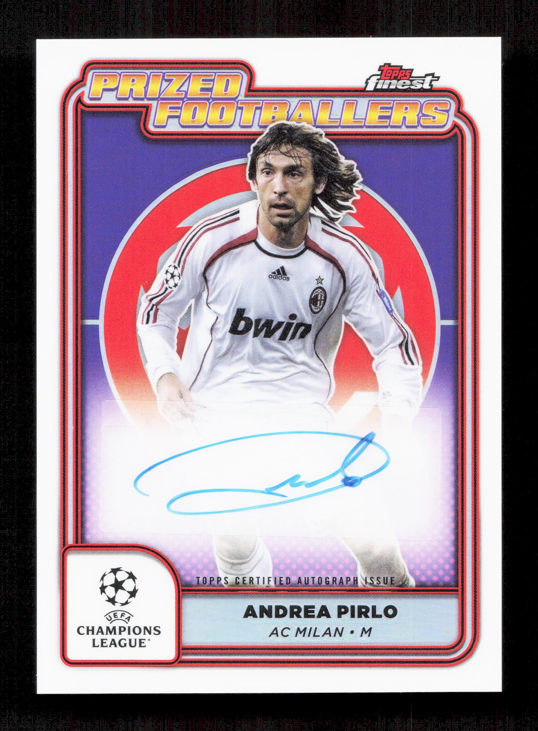 Topps Andrea Pirlo White Prized Footballers Autograph Card Finest UEFA