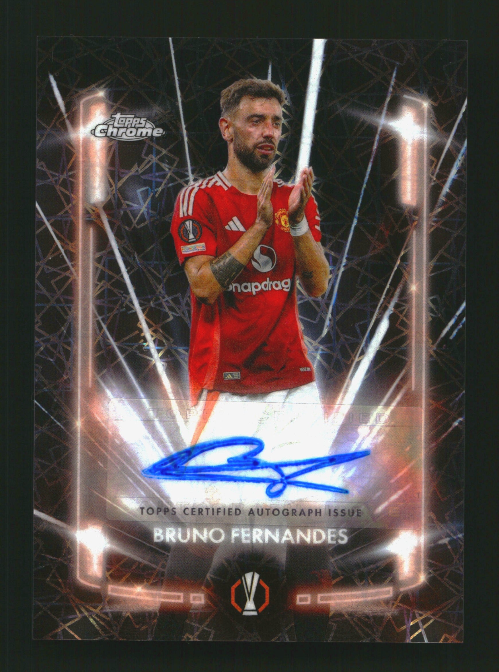 Topps Bruno Fernandes Black Lazer Autograph Card Chrome UEFA Club Comp