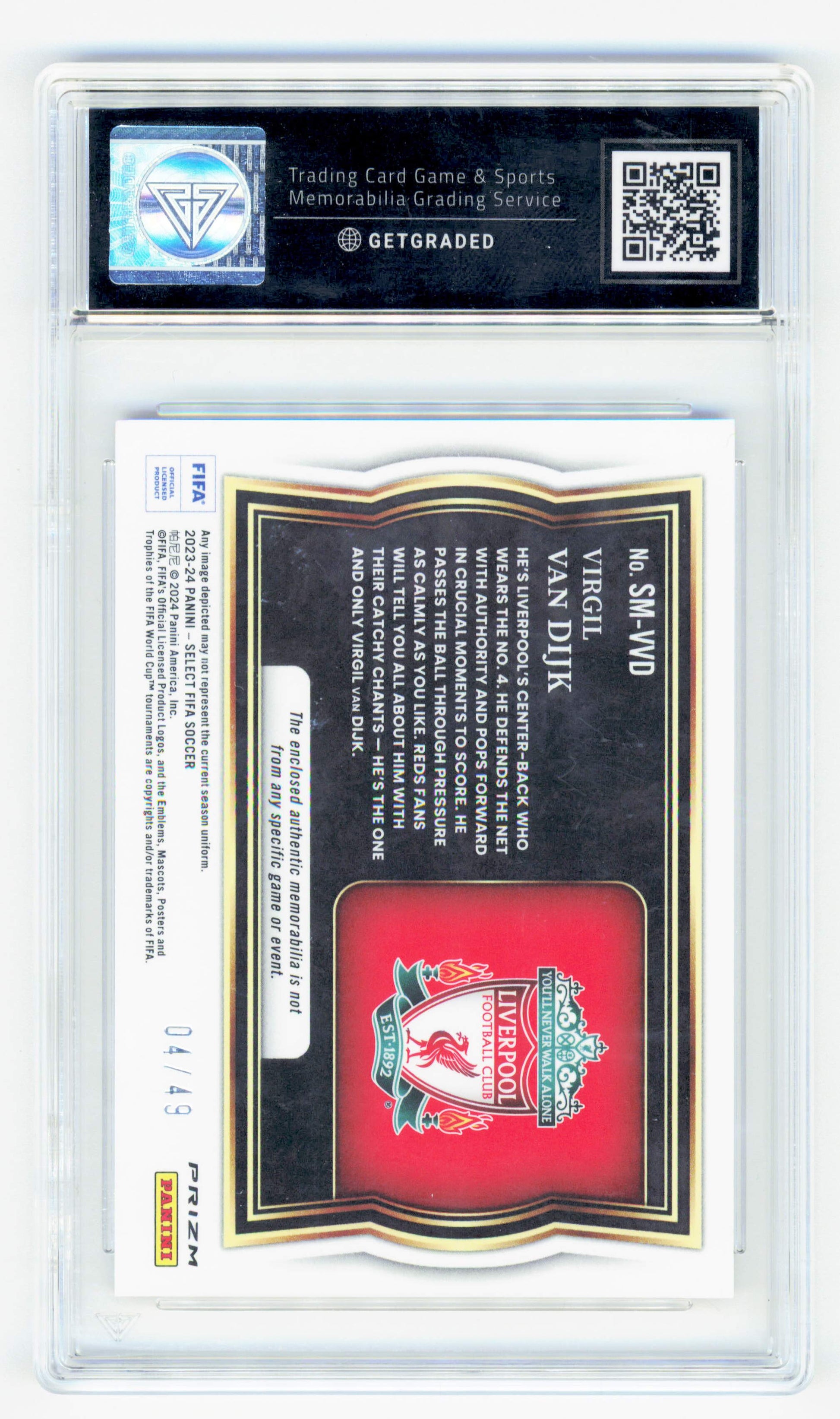 Panini Virgil Van Dijk Purple Select Material Relic Card /49 Panini Se